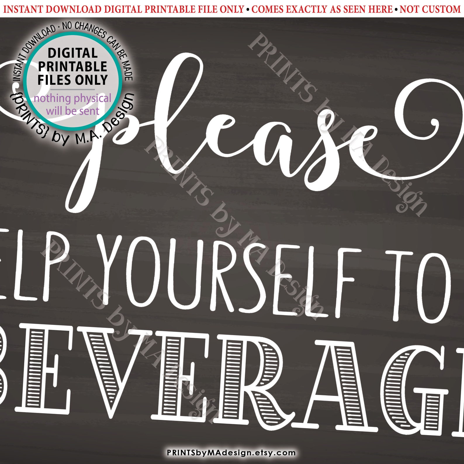 Beverage Station Sign, Please Help Yourself to a Beverage, PRINTABLE ...