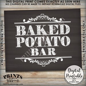 Baked Potato Bar Sign, Build Your Own Potato Station, PRINTABLE 8x10 ...