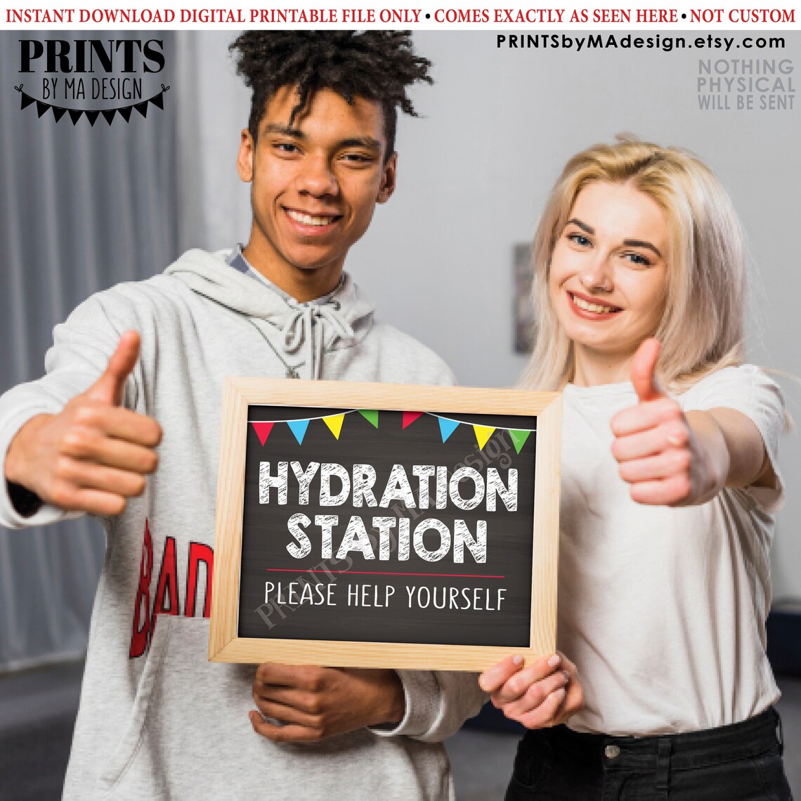 Hydration Station Sign, Please Help Yourself to a Drink, PRINTABLE 8x10” Chalkboard Style ...