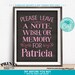 Please Leave a Note Wish or Memory Sign, Write a Message Sign ...