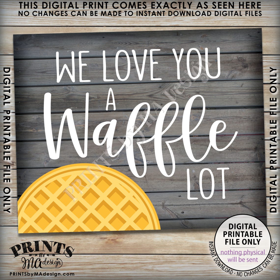 Waffle Sign We Love You a Waffle Lot Wedding Breakfast | Etsy