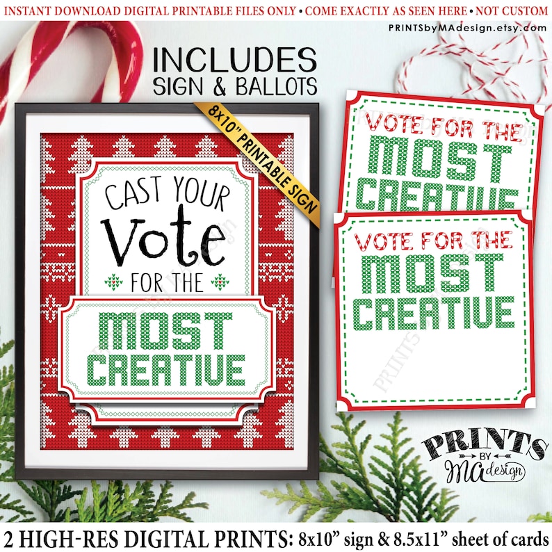 Vote for the Most Creative Voting Sign and Ballots Ugly - Etsy