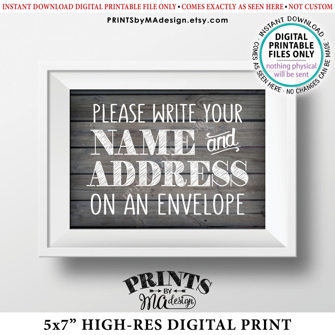 Address an Envelope Sign, Wedding Bridal Shower, Gaduation Party ...