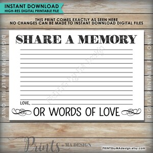 Share a Memory Card, Share Memories, Please Leave a Memory, Memorial ...