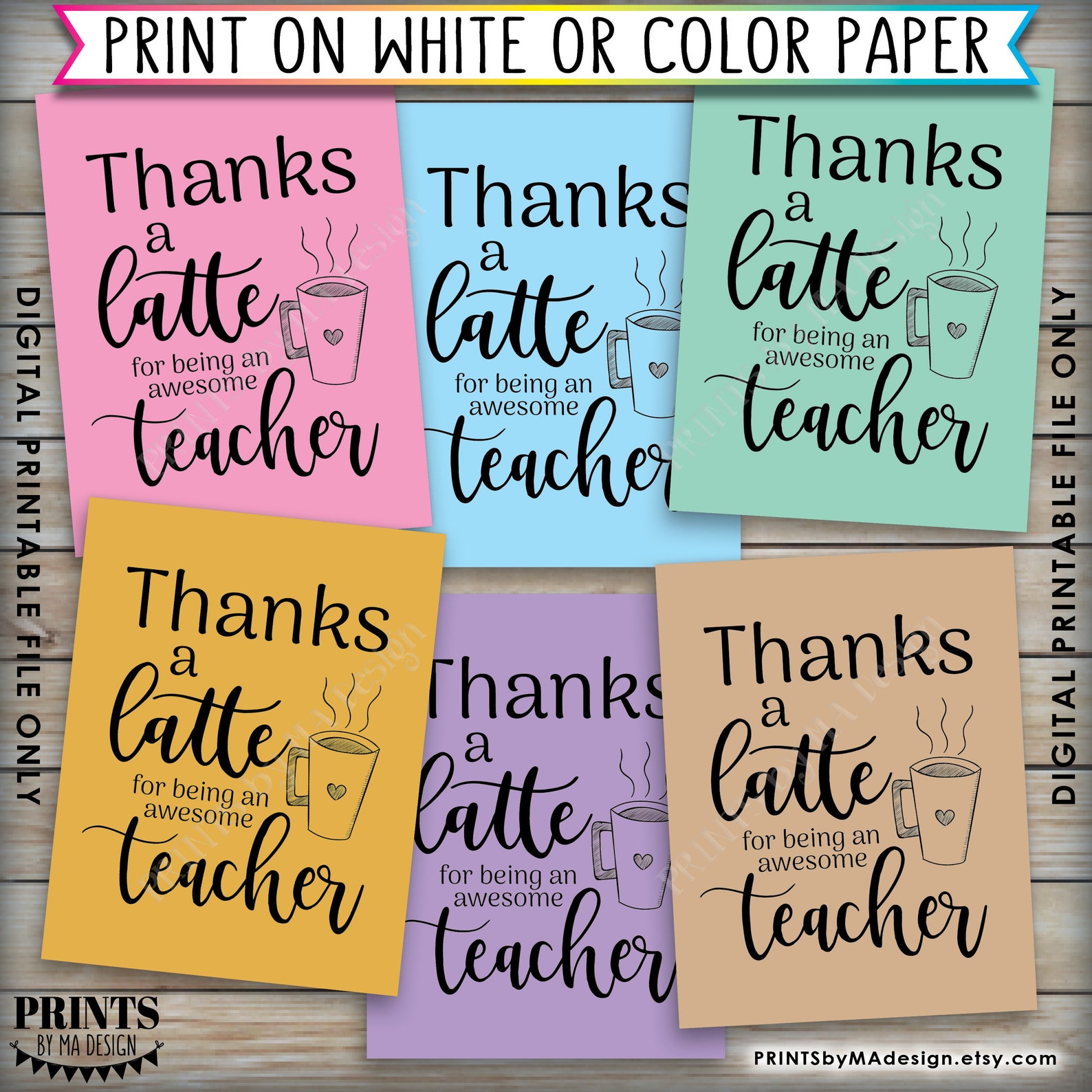 Thanks a Latte Card Gift Card Holder for Teacher | Etsy