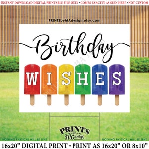 Birthday Wishes Sign, Ice Pops Frozen Dessert Birthday Party, PRINTABLE ...