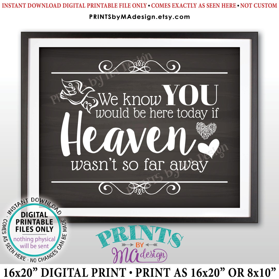 Heaven Sign, We Know You Would Be Here Today If Heaven Wasn't so Far ...