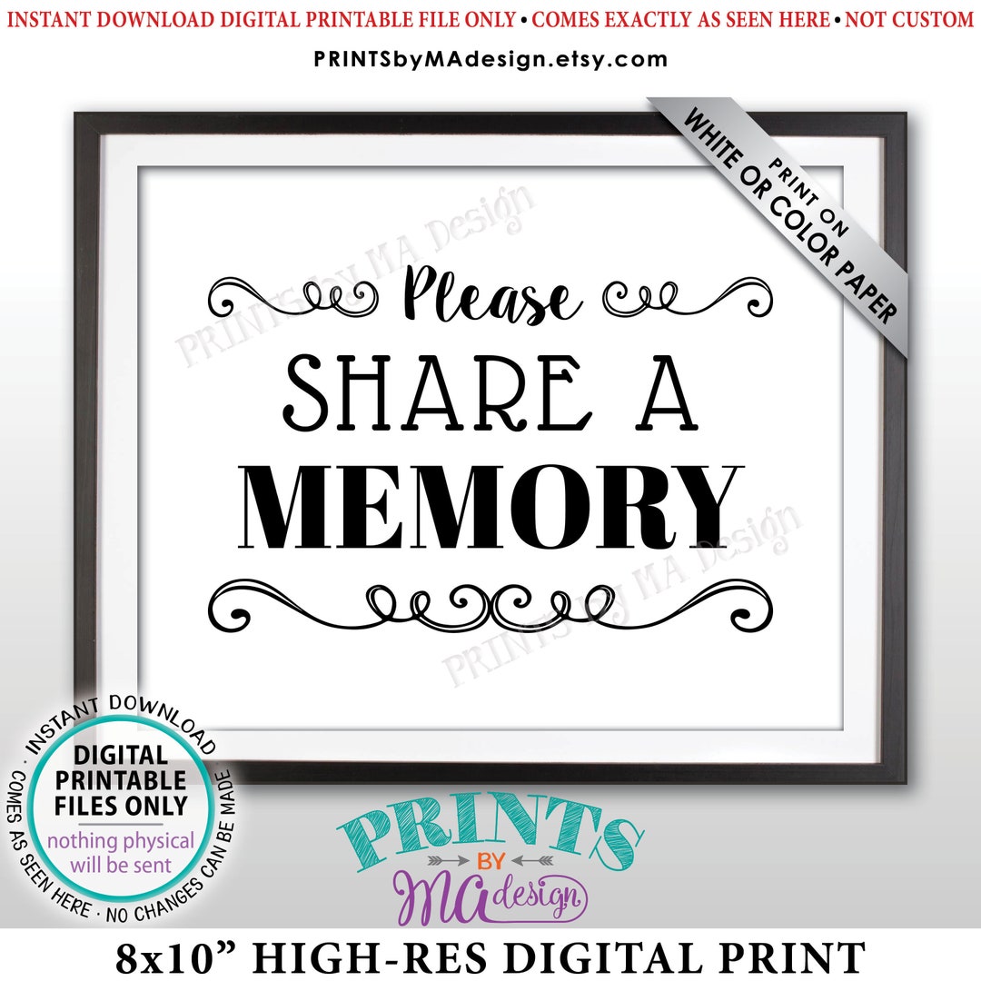 Share a Memory Sign, Please Write a Memory, Share Memories, Birthday ...