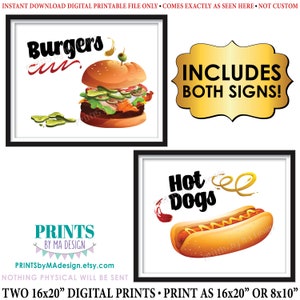 Burgers and Hot Dogs Signs, Barbeque Cook Out, School Concession Stand ...