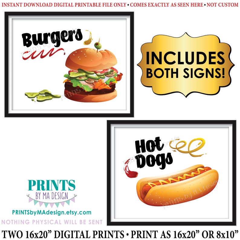 Burgers and Hot Dogs Signs Barbeque Cook Out School - Etsy