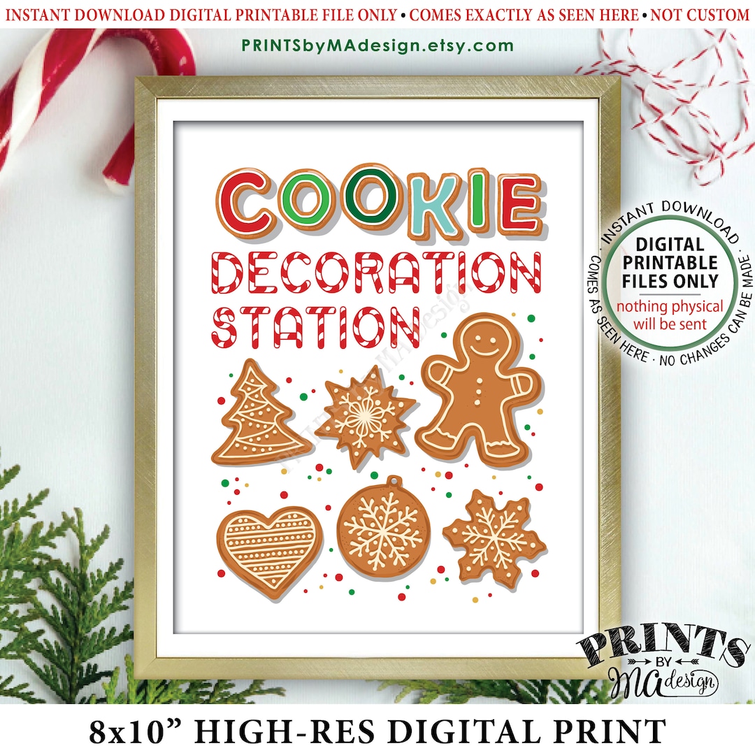 Cookie Decoration Station Sign, Decorate Christmas Cookies Sign, Cookie ...