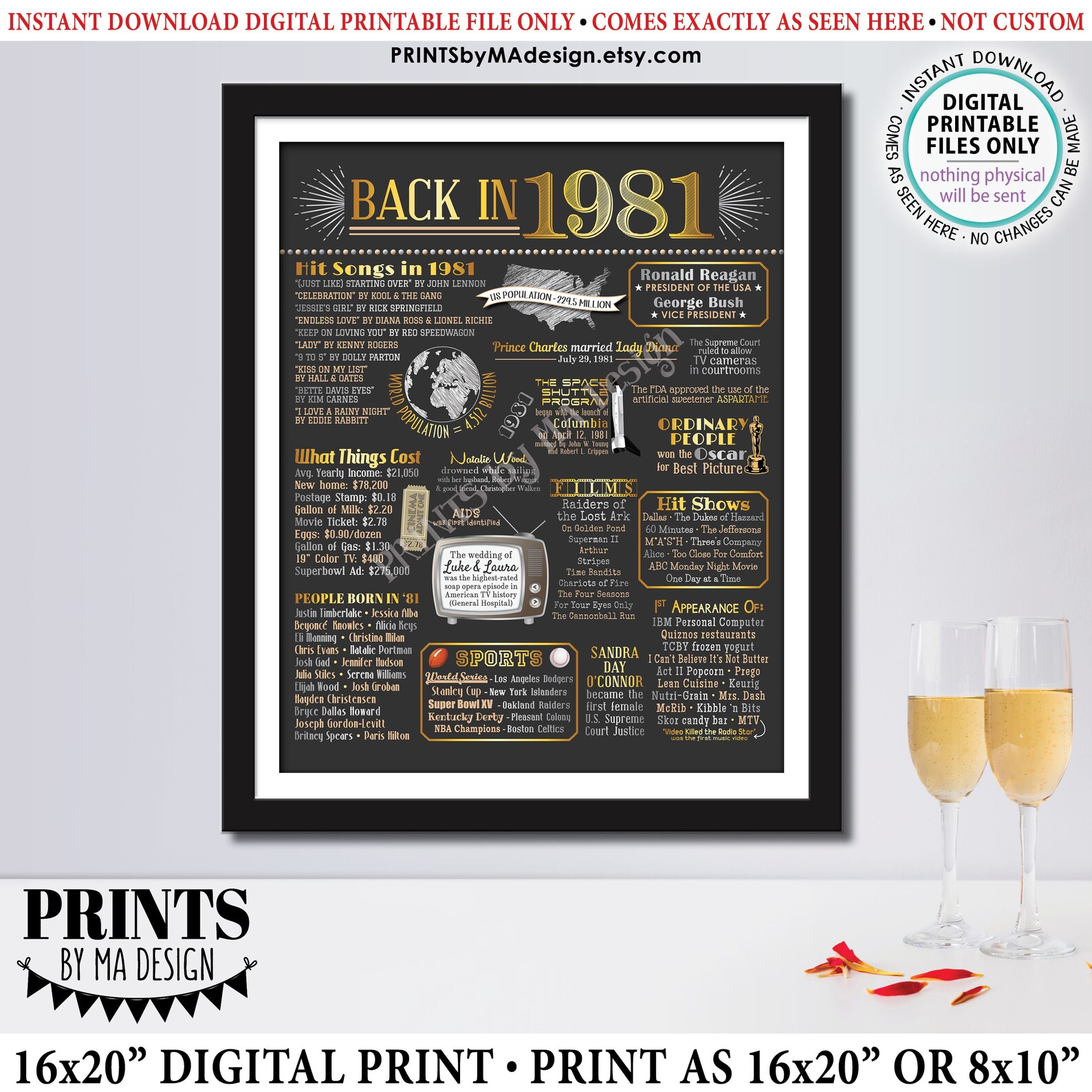 Back in 1981 Poster Board Flashback to 1981 Remember 1981 | Etsy