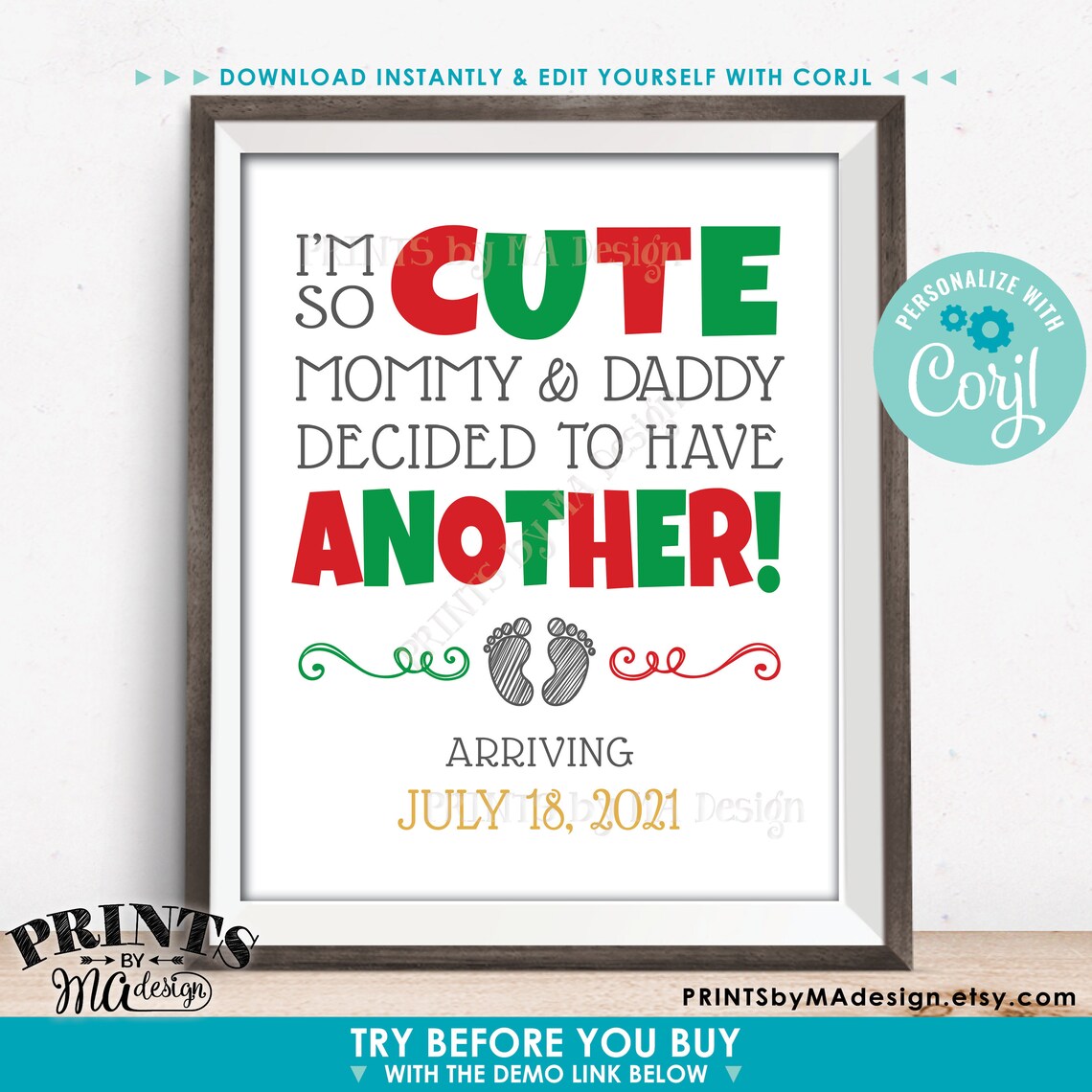 Baby Number 2 Pregnancy Announcement I'm so Cute Mommy & - Etsy