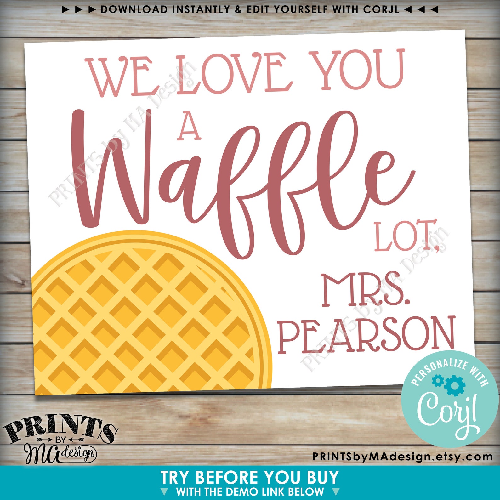 Custom Waffle Sign Add any text Waffle Bar Waffle Station | Etsy