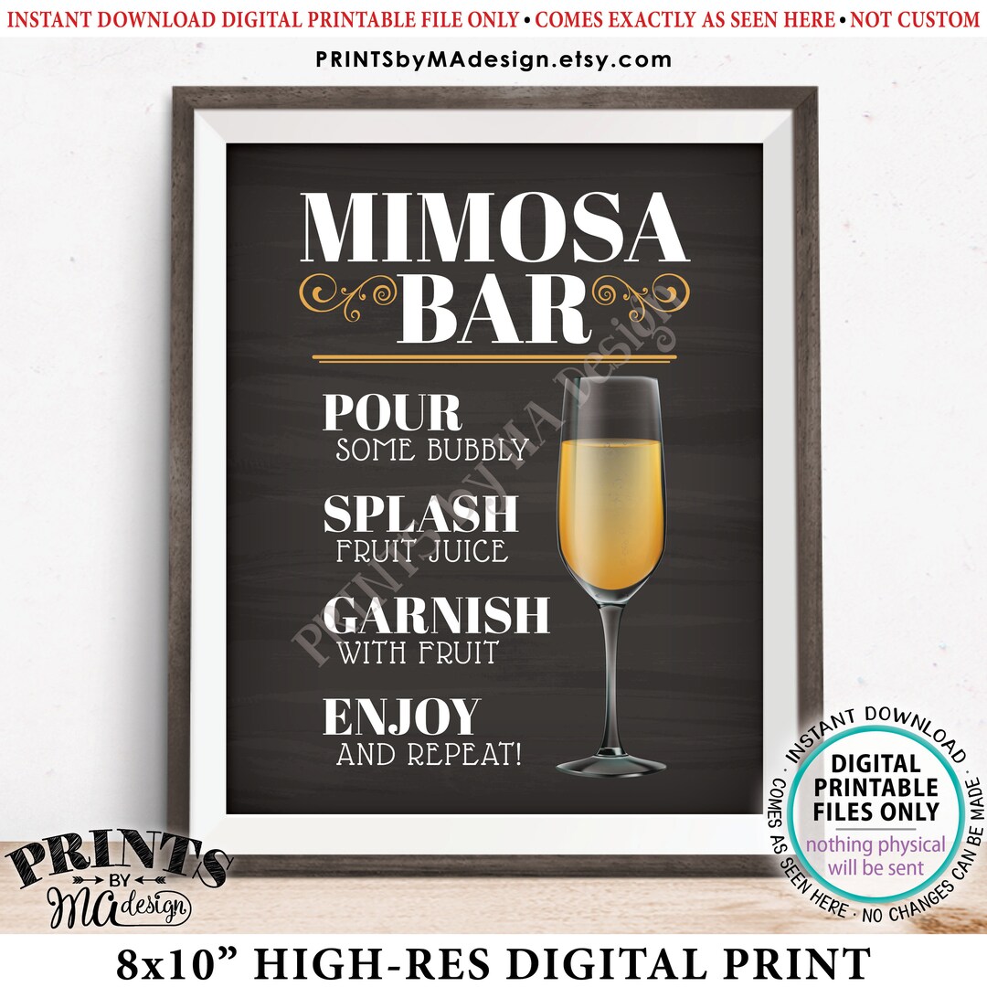 Mimosa Bar Sign, Make Your Own Mimosa Sign, PRINTABLE 8x10” Chalkboard ...