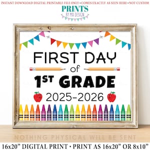First Day of School Sign, First Grader, Starting 1st Grade, 2025-26 ...