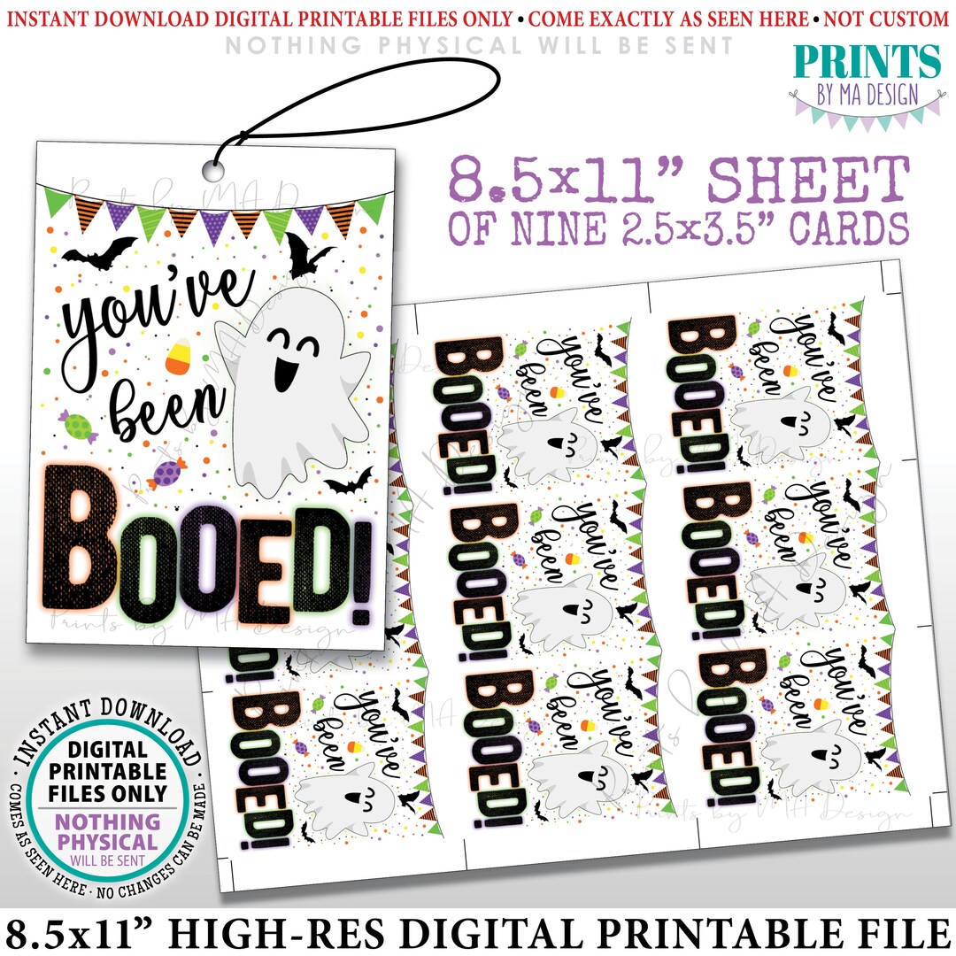 You've Been Booed Halloween Cards, Instant Download Halloween Boo Game ...