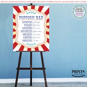 Popcorn Bar Sign, Carnival Popcorn Directions, Circus Birthday, Popcorn ...
