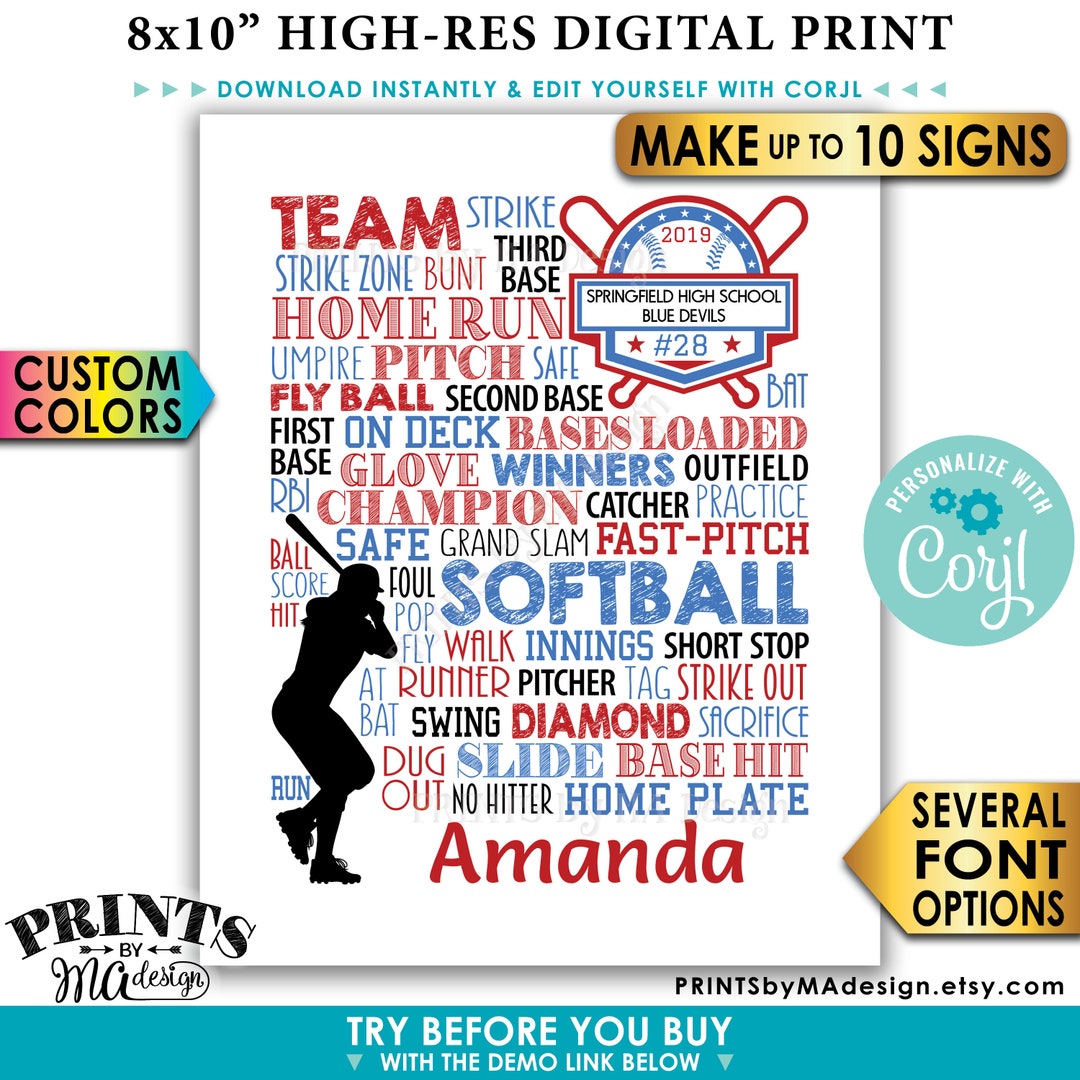 Personalized Softball Signs, Softball Team Gifts for Senior Year ...
