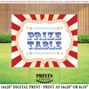 Carnival Prize Table Sign, Carnival Party Prizes Sign, Circus, Birthday ...