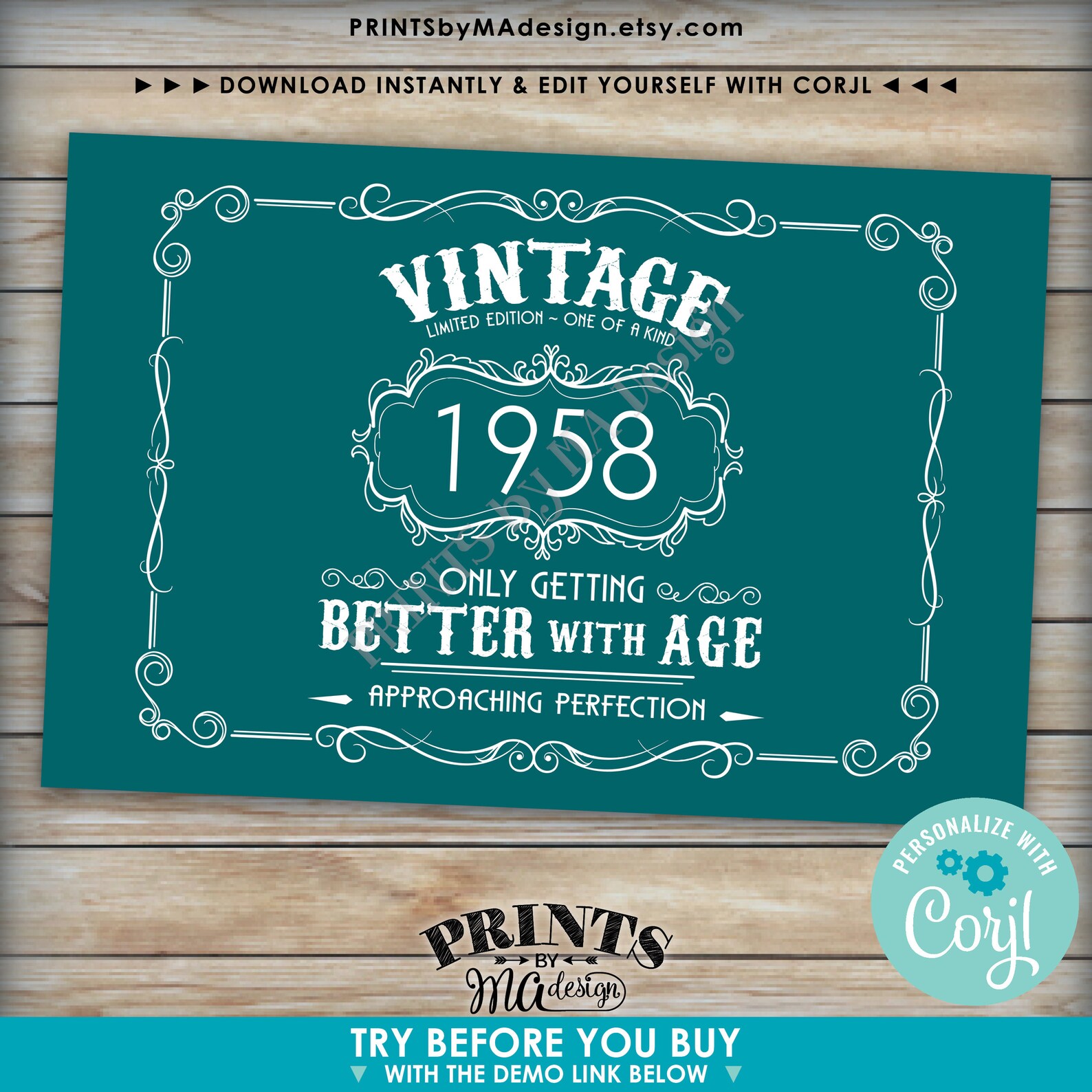 Vintage Birthday Sign Better With Age Liquor Themed Party - Etsy