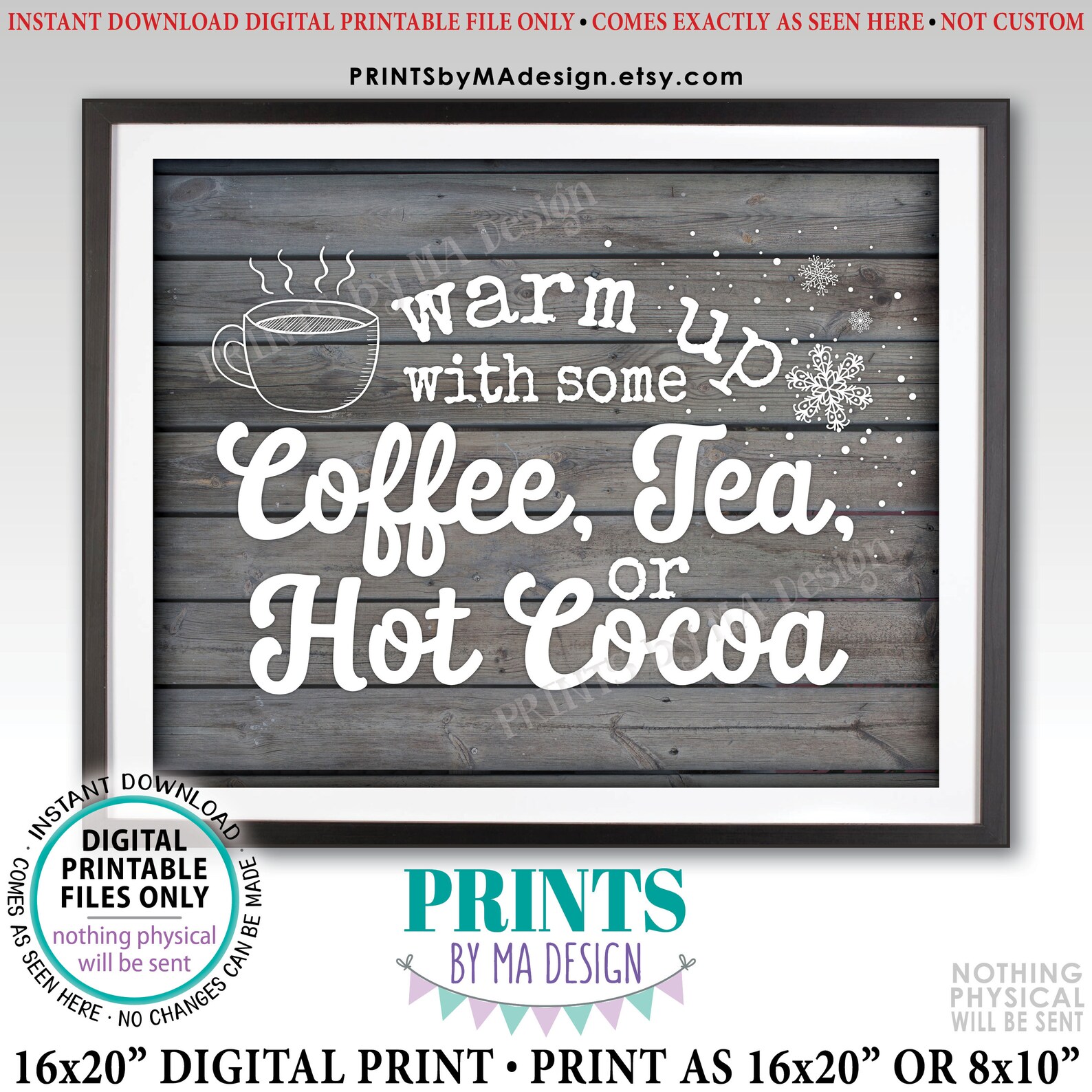 Coffee Tea or Cocoa Sign Warm up With Some Hot Beverages - Etsy Canada