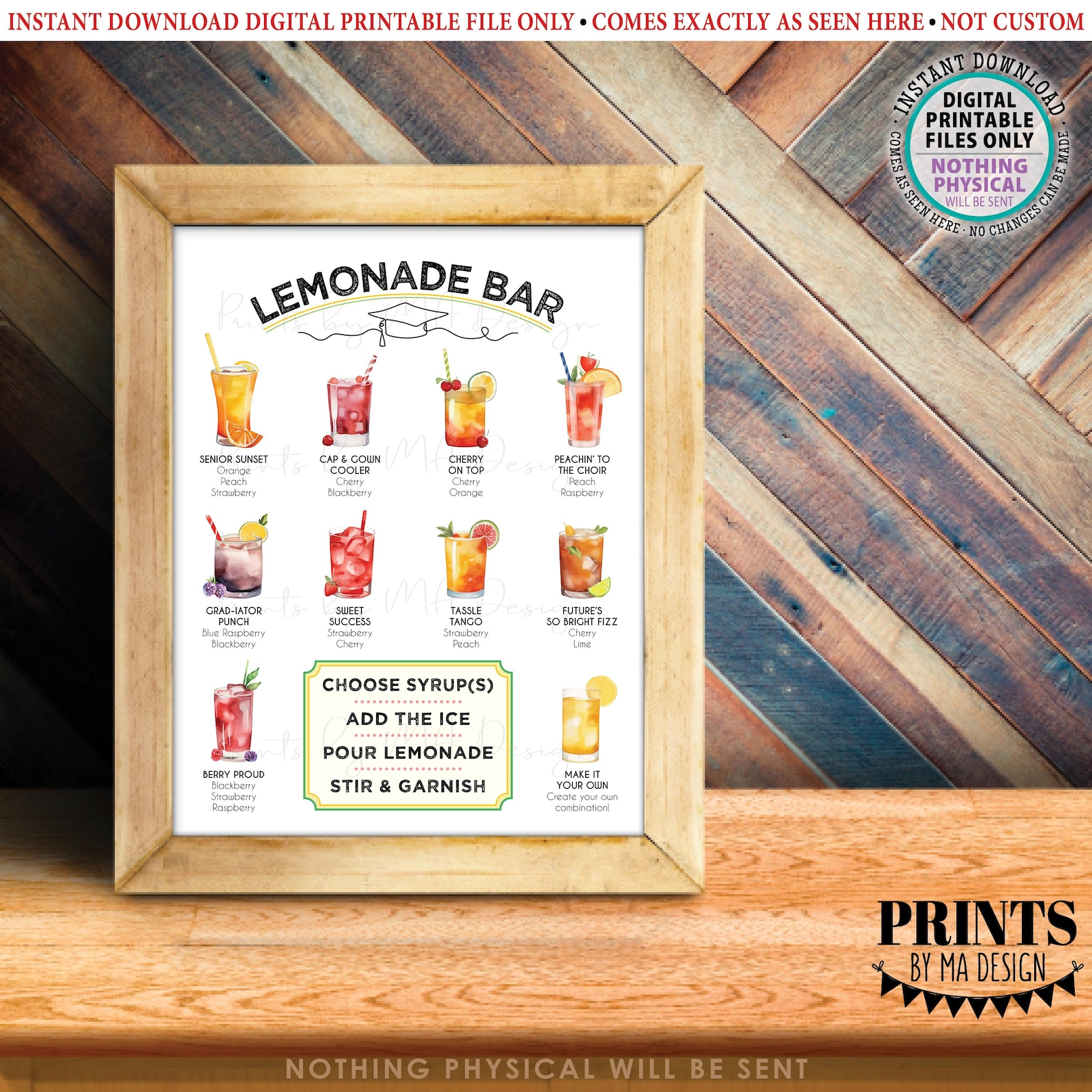 Graduation Party Lemonade Bar Menu, Graduate Drink Station, Fruit ...
