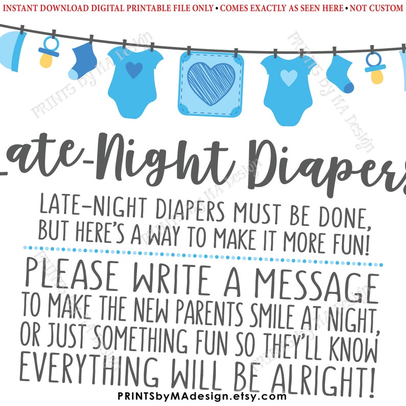 Late Night Diaper Sign Late-Night Diapers Sign the Diaper | Etsy