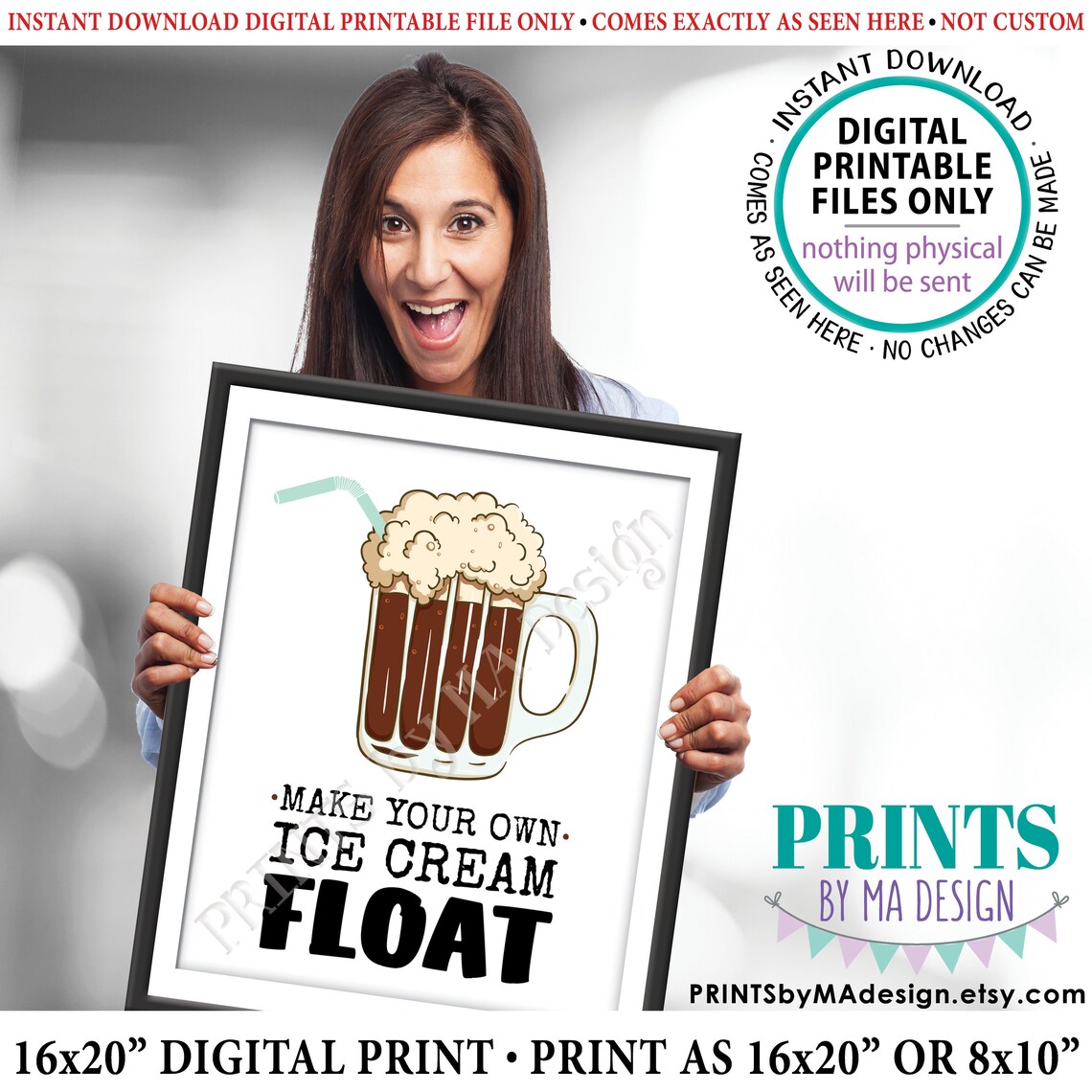 Ice Cream Float Sign Build An Ice Cream Float Ice Cream Soda Etsy
