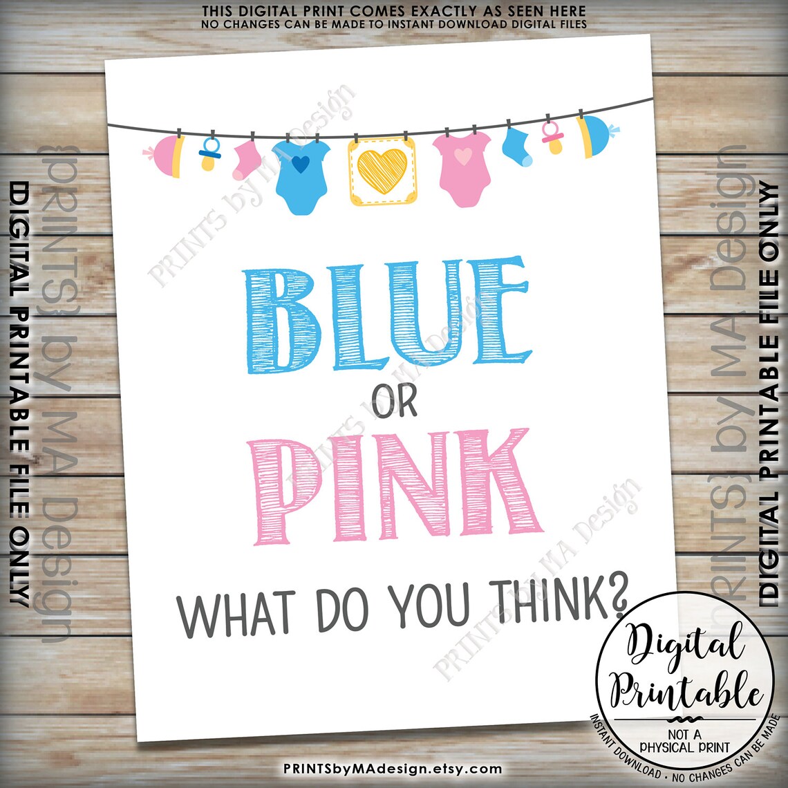 Gender Reveal Sign Blue or Pink What Do You Think Gender - Etsy