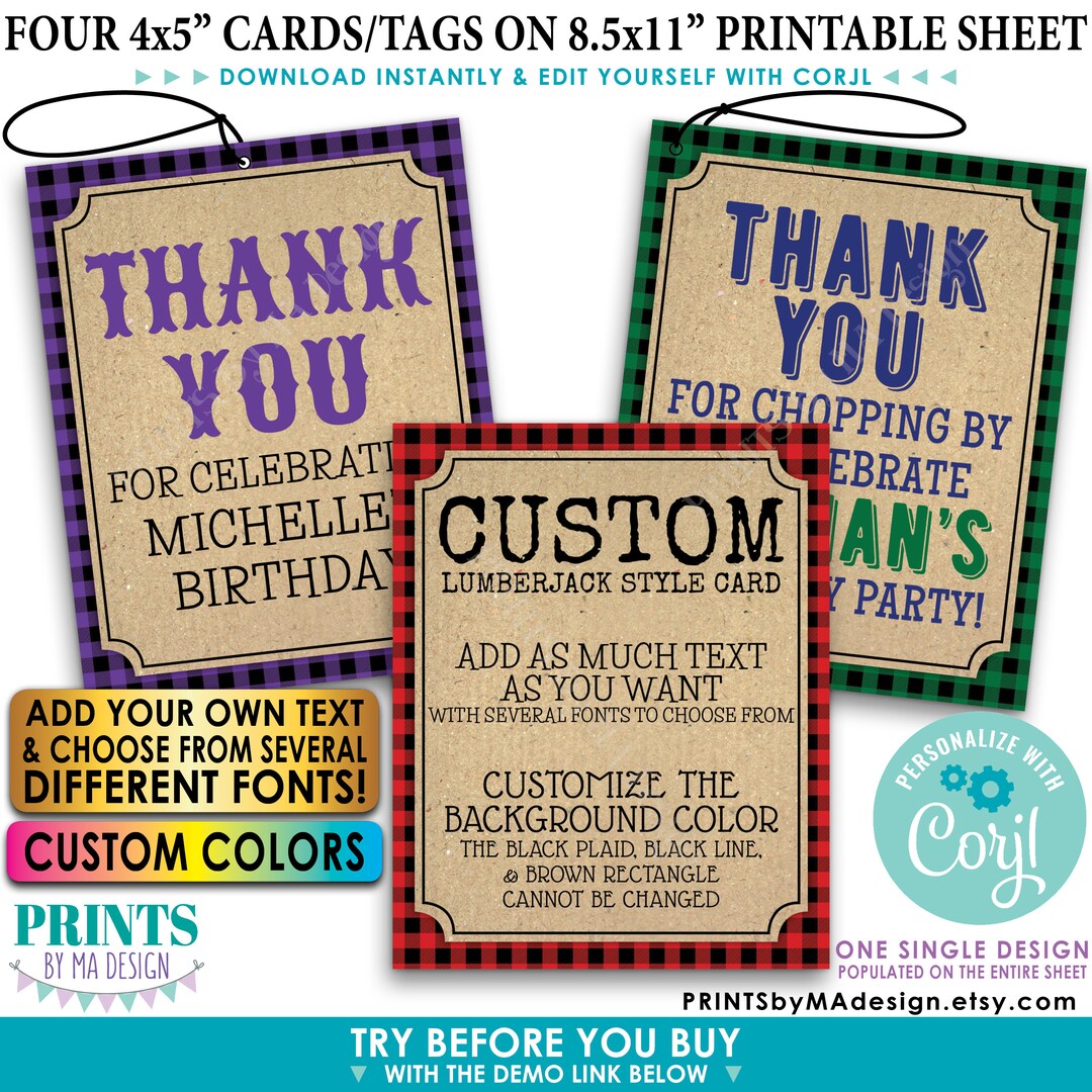 Editable Lumberjack Style Buffalo Plaid Checker, Choose Text, Custom ...