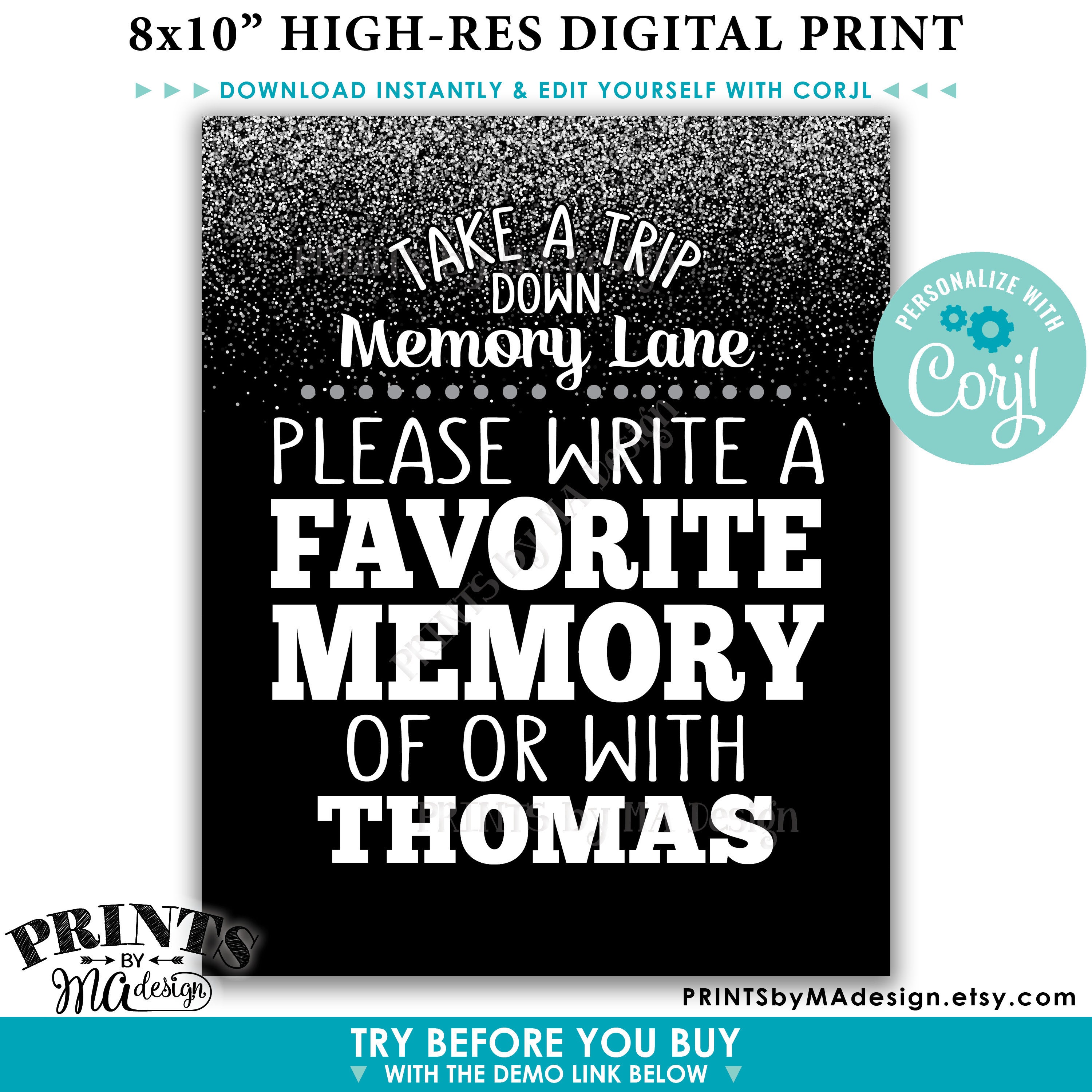 Memory Sign, Take a Trip Down Memory Lane and Share a Favorite Memory ...