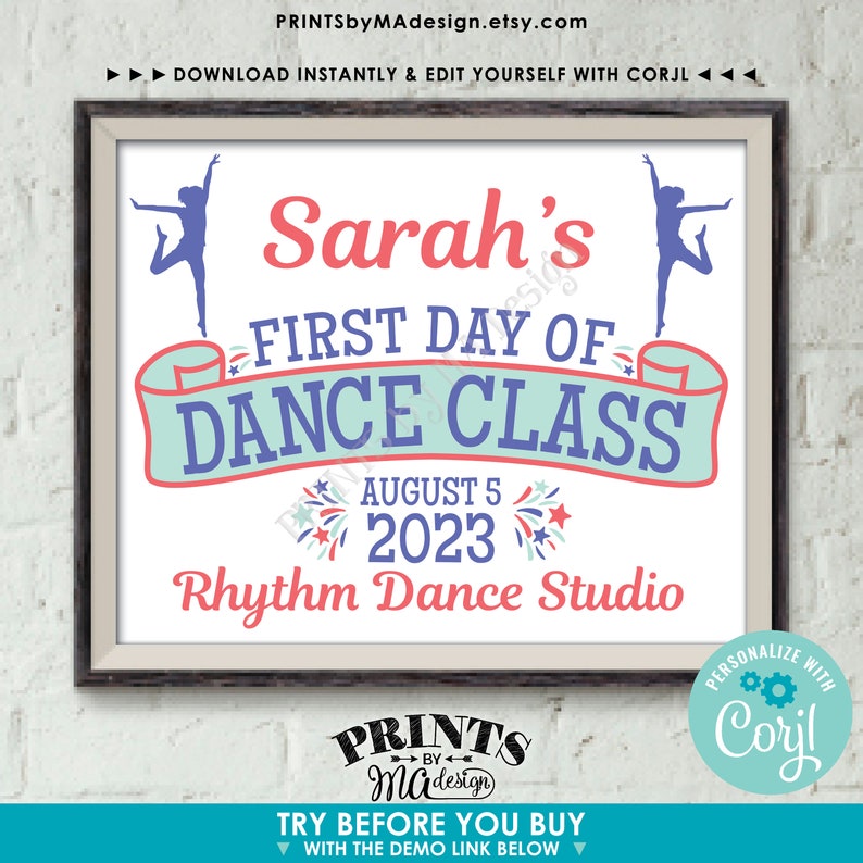 First Day of Dance Class Sign Editable 1st Day of Modern - Etsy