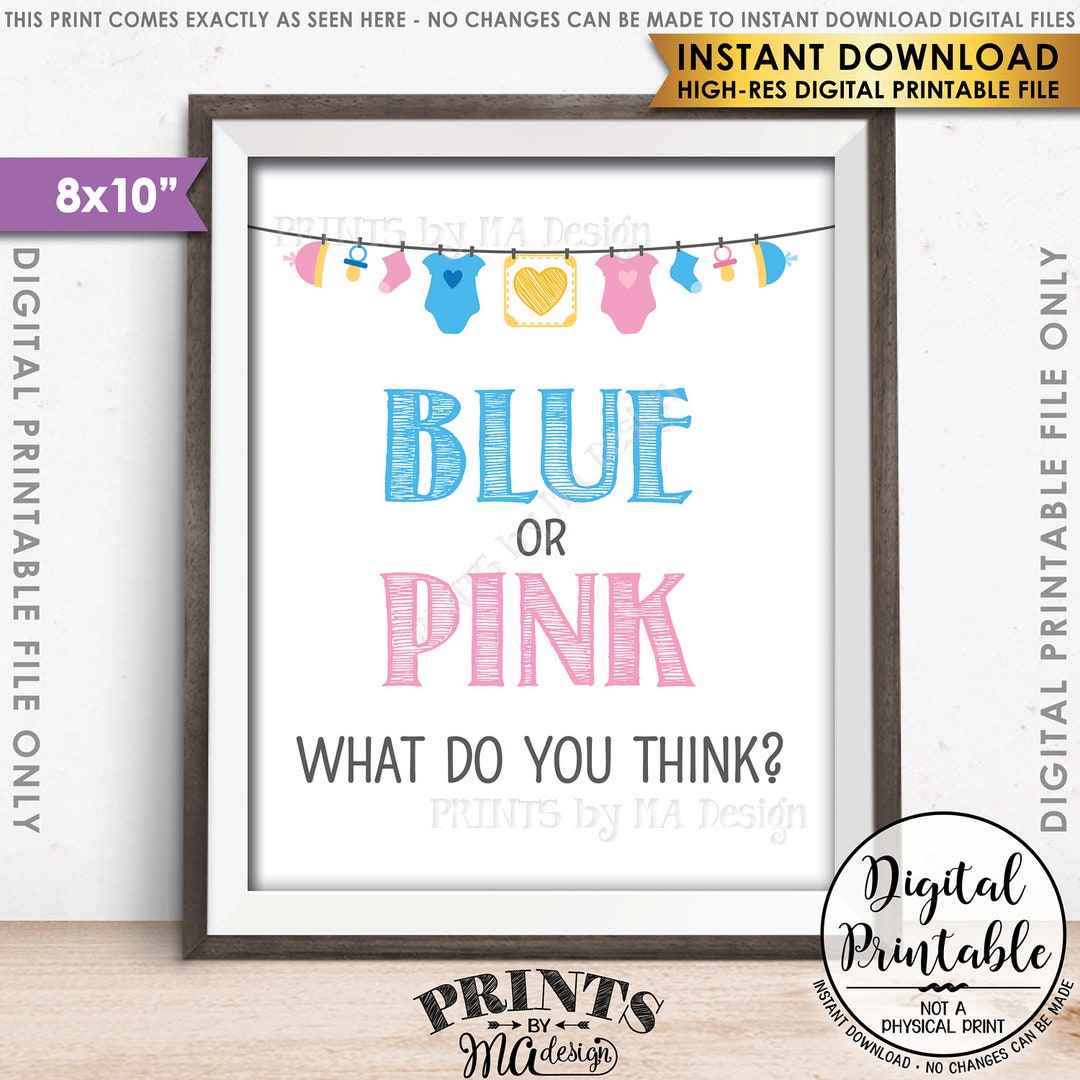 Gender Reveal Sign, Blue or Pink What Do You Think Gender Reveal Party ...