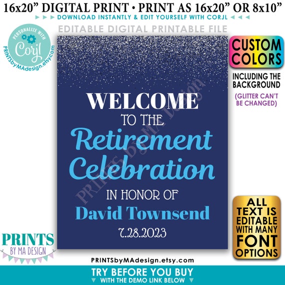 Editable Retirement Party Welcome Sign Retirement - Etsy