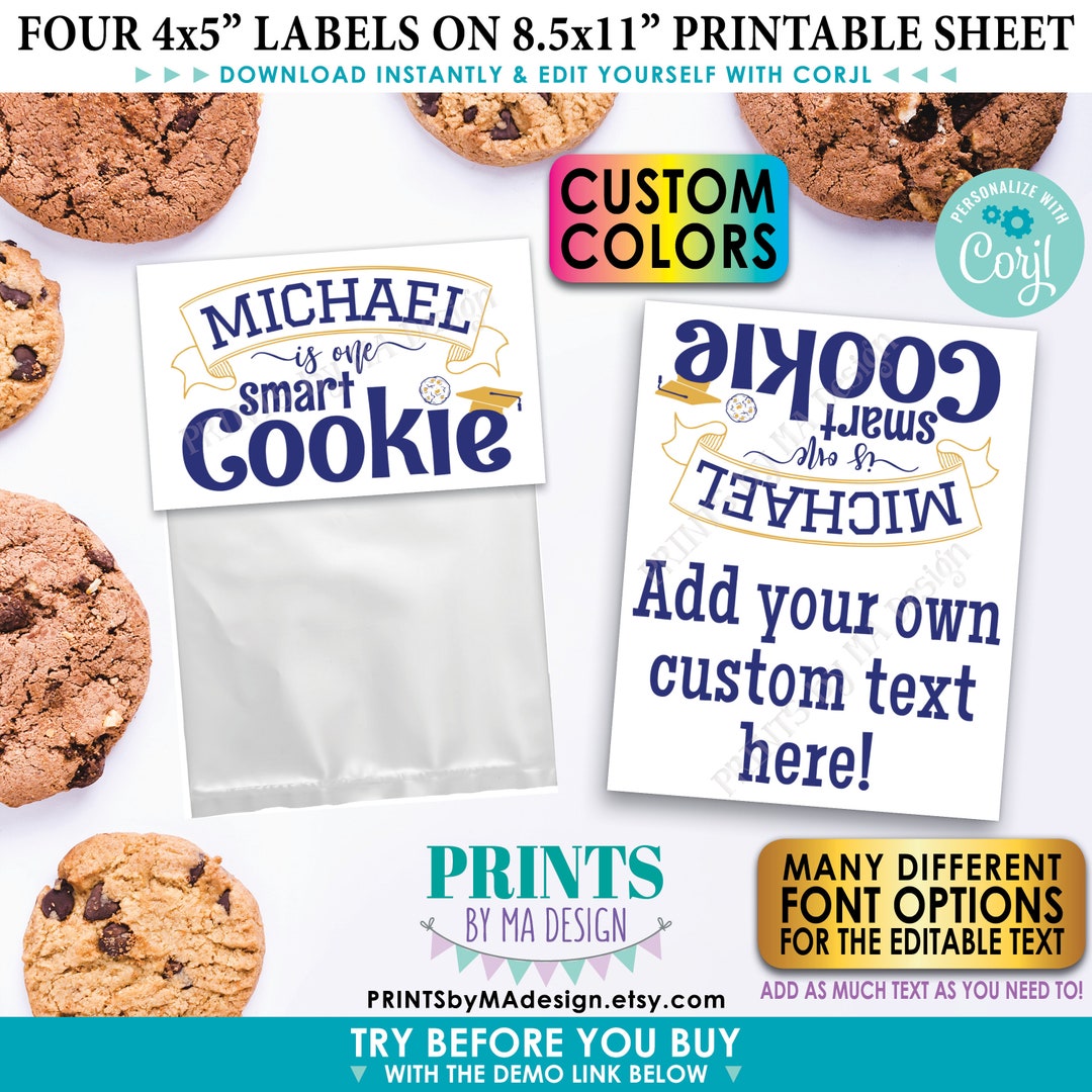 One Smart Cookie Graduation Party Goodie Bag Labels, Grad Party Favors ...