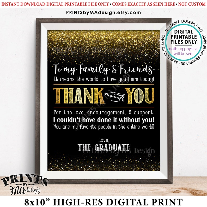 Graduation Thank You Sign Graduation Party Decoration Thank - Etsy