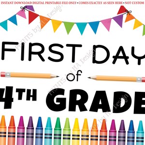 First Day of School Sign, Fourth Grader, Starting 4th Grade Four ...