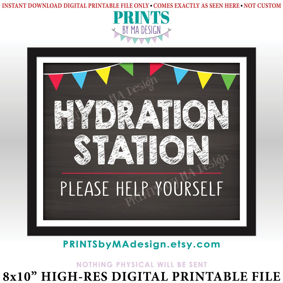 Hydration Station Sign, Please Help Yourself to a Drink, PRINTABLE 8x10 ...