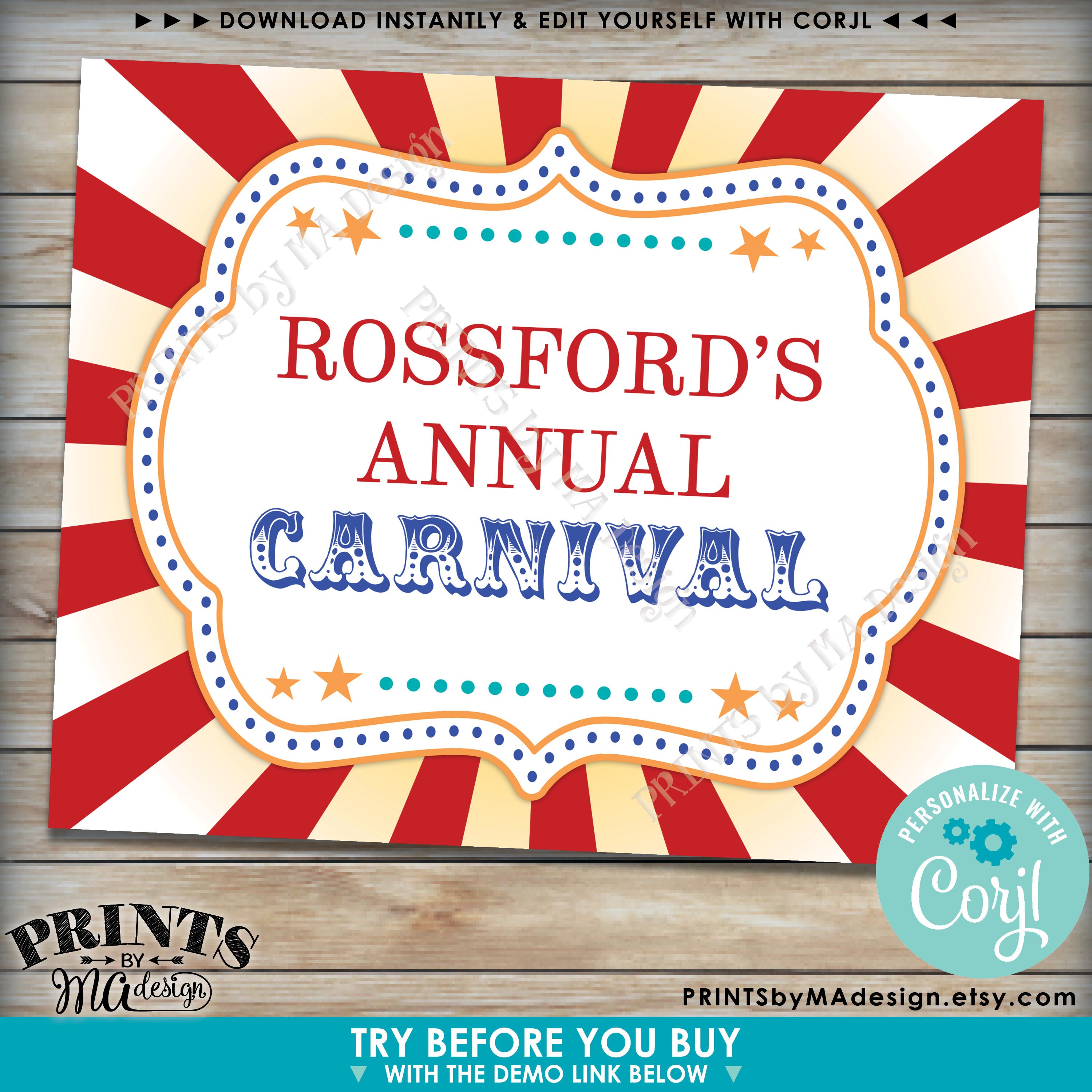 Editable Carnival Signs, Circus Theme Birthday Party, Make Up to 10 ...