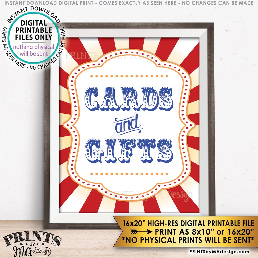 Cards and Gifts Sign Cards & Gifts Carnival Theme Party Sign - Etsy