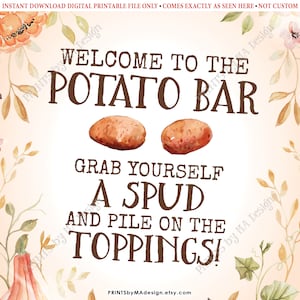 Potato Bar Sign, Autumn Watercolor Style PRINTABLE 8x10/16x20” Potato ...