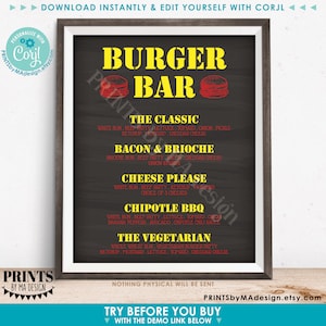 Editable Burger Sign, Custom Burger Bar Menu, Build Yourself a Burger ...
