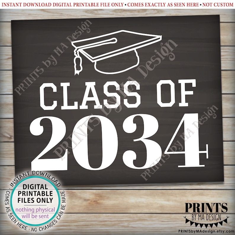 Class of 2034 Sign High School Graduation in 2034 PRINTABLE - Etsy