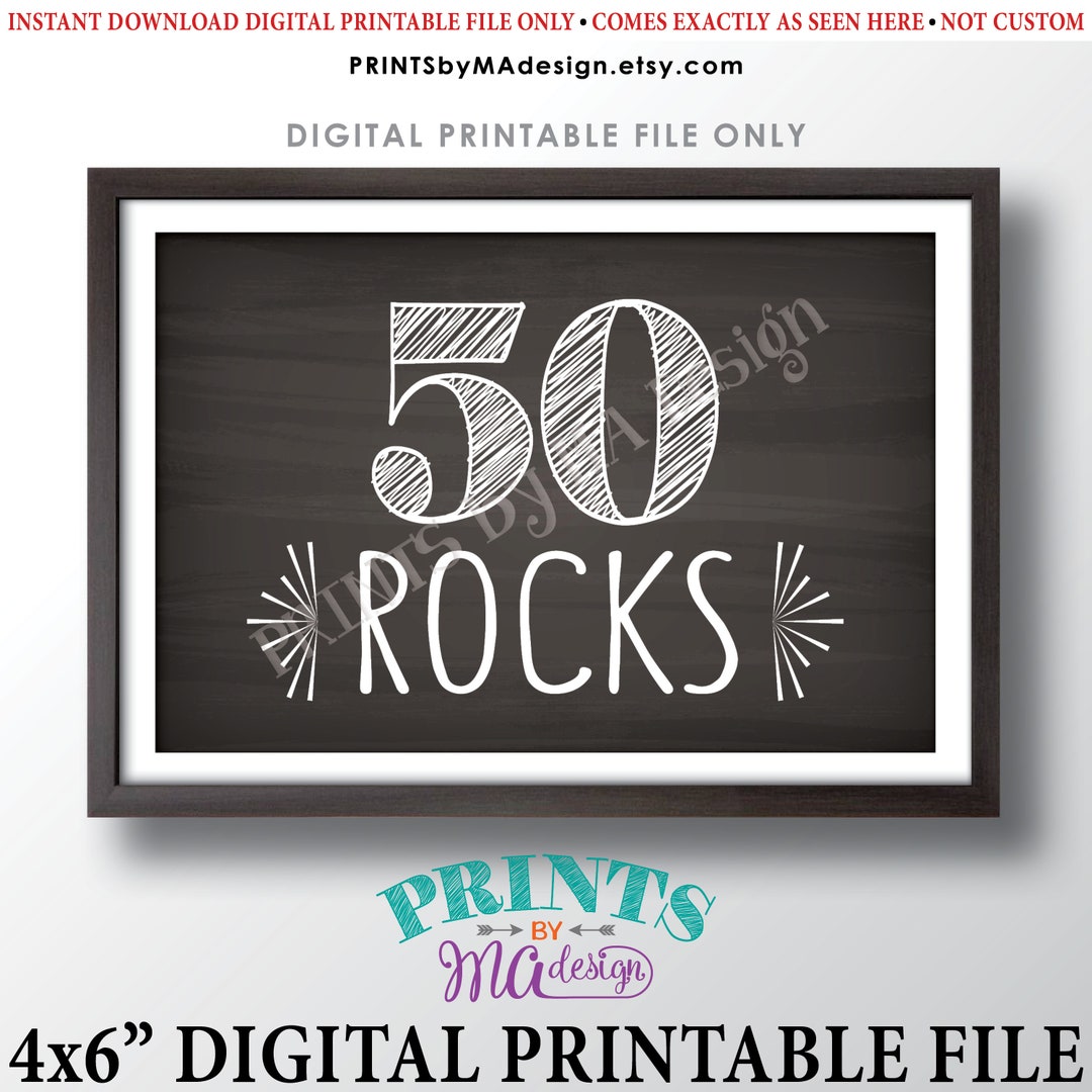 50th Birthday Sign, 50 Rocks, Pop Rocks, Funny 50th Candy Bar, Fiftieth ...
