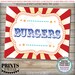 Carnival Food Signs, Circus Theme Party, Concessions, Hot Dogs, Burgers ...