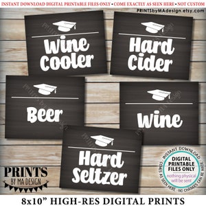 Beverage Station Signs, Graduation Party Drink Signs, Beer Wine Cooler ...