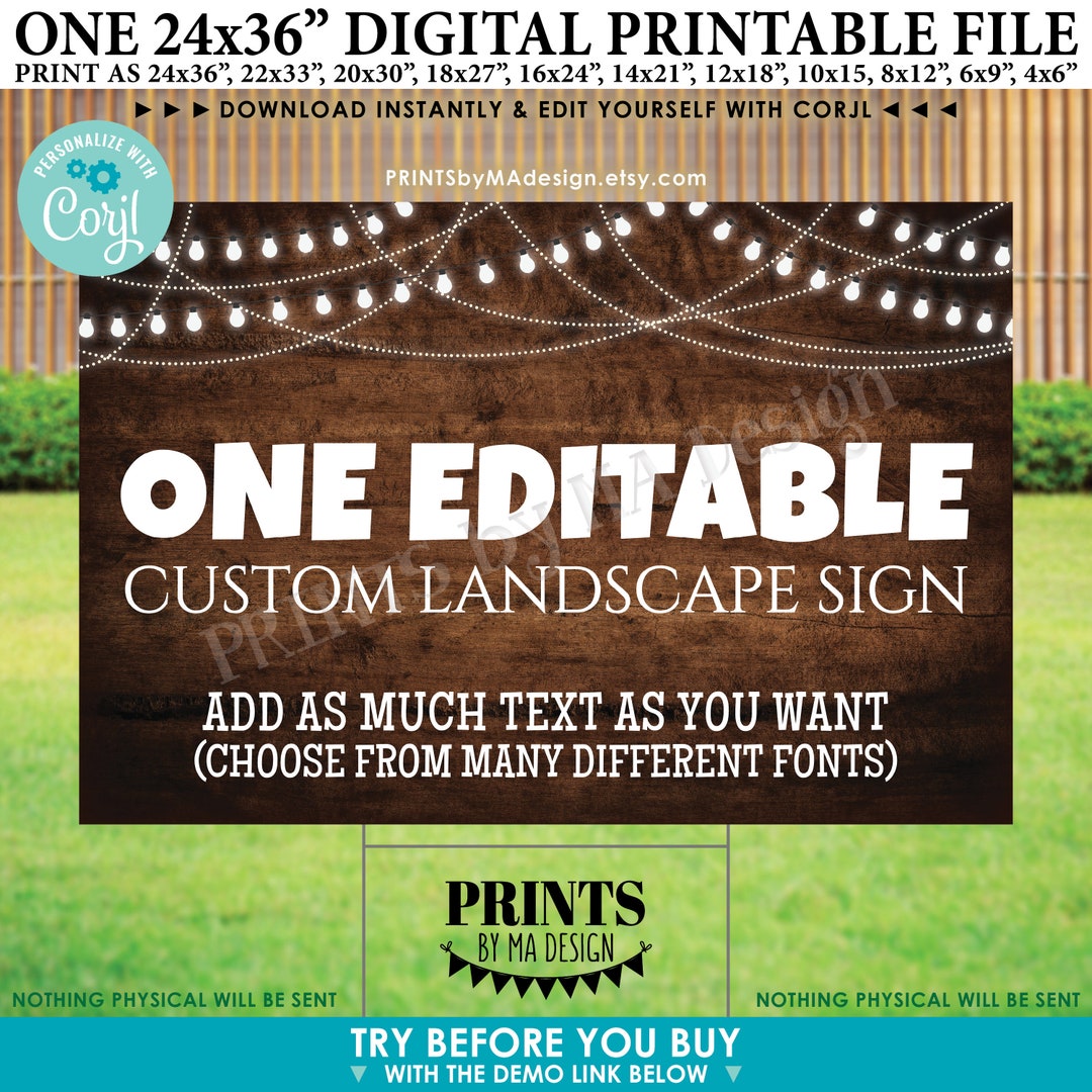 Editable Rustic Wood Style Poster With Lights, Choose Your Text, One ...
