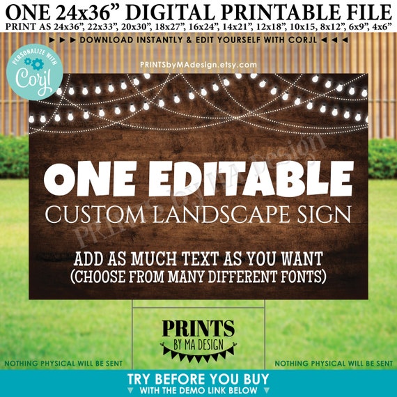 Editable Rustic Wood Style Poster With Lights Choose Your - Etsy