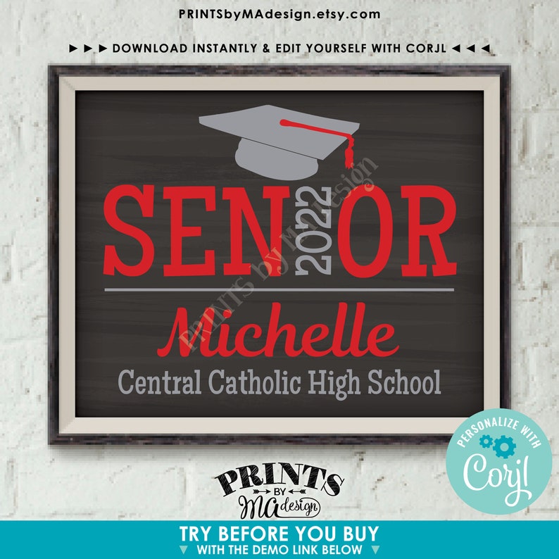 Editable Senior Sign Class of Any Graduation Year Custom | Etsy